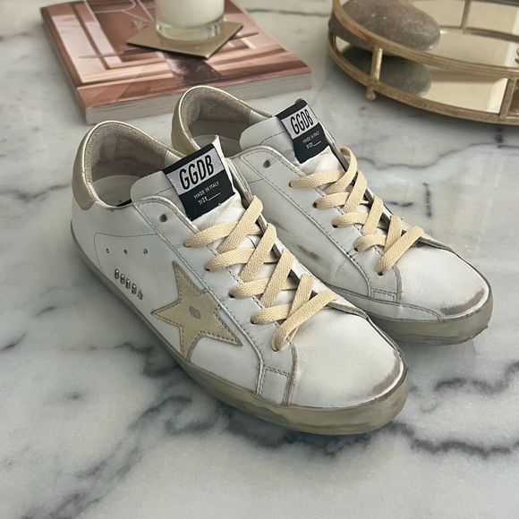 Golden Goose | Shoes | Golden Goose Womens Superstar With Gold Sparkle ...